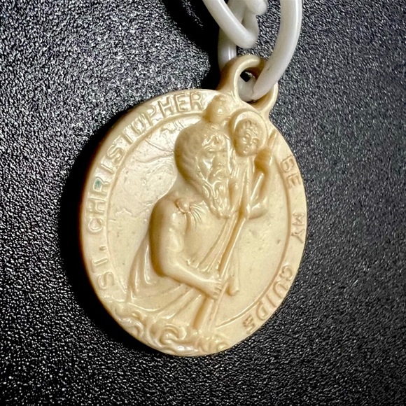 Jewelry | Vintage Plastic Saint Christopher Compass Metal Pendant ...